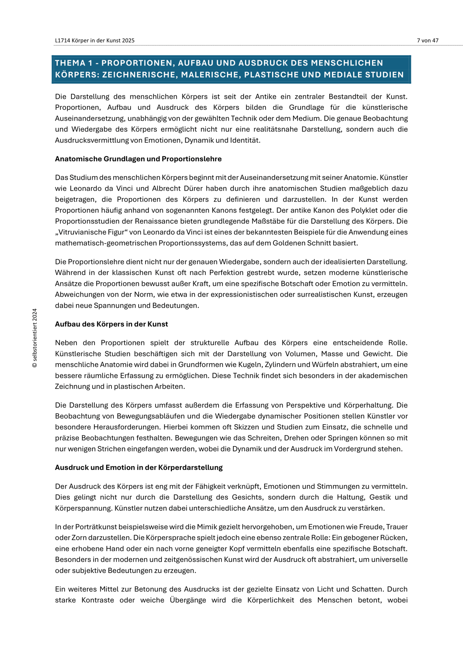 Unterrichtsreihe: Körper in der Kunst – Proportionen, Aufbau und ...